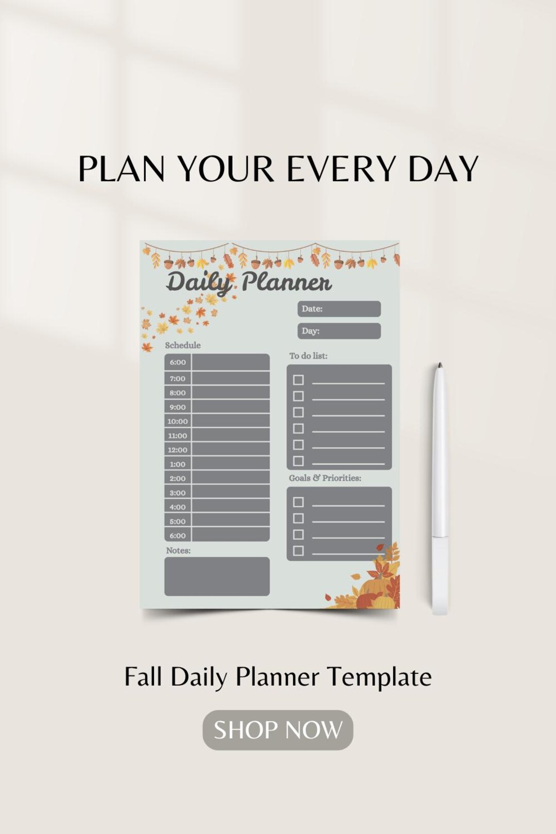 Fall Daily Planner: A4 Printable PDF & Canva Template - Etsy