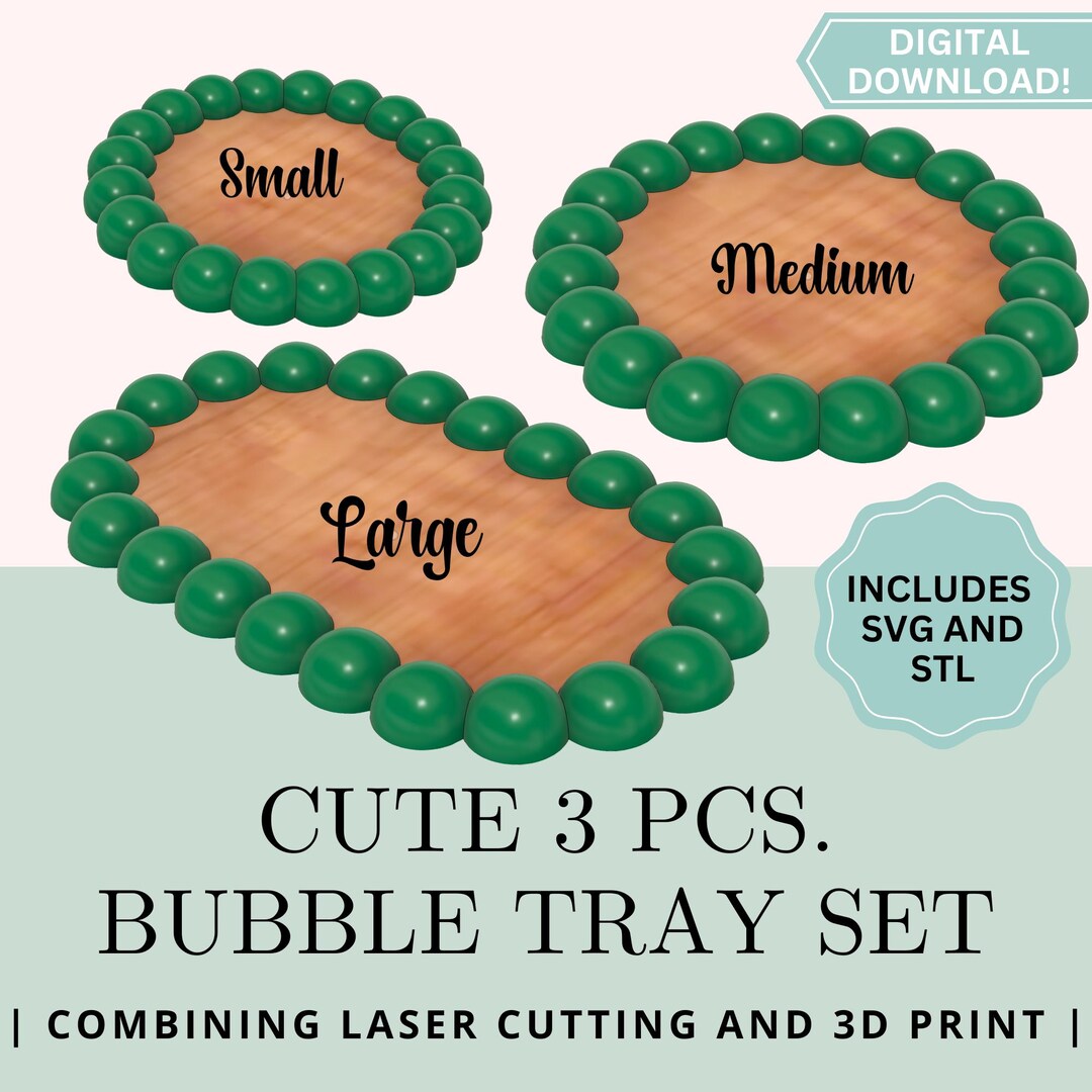 3D Print Bubble Tray Set | Laser Cut Insert SVG/STL (digital Download ...