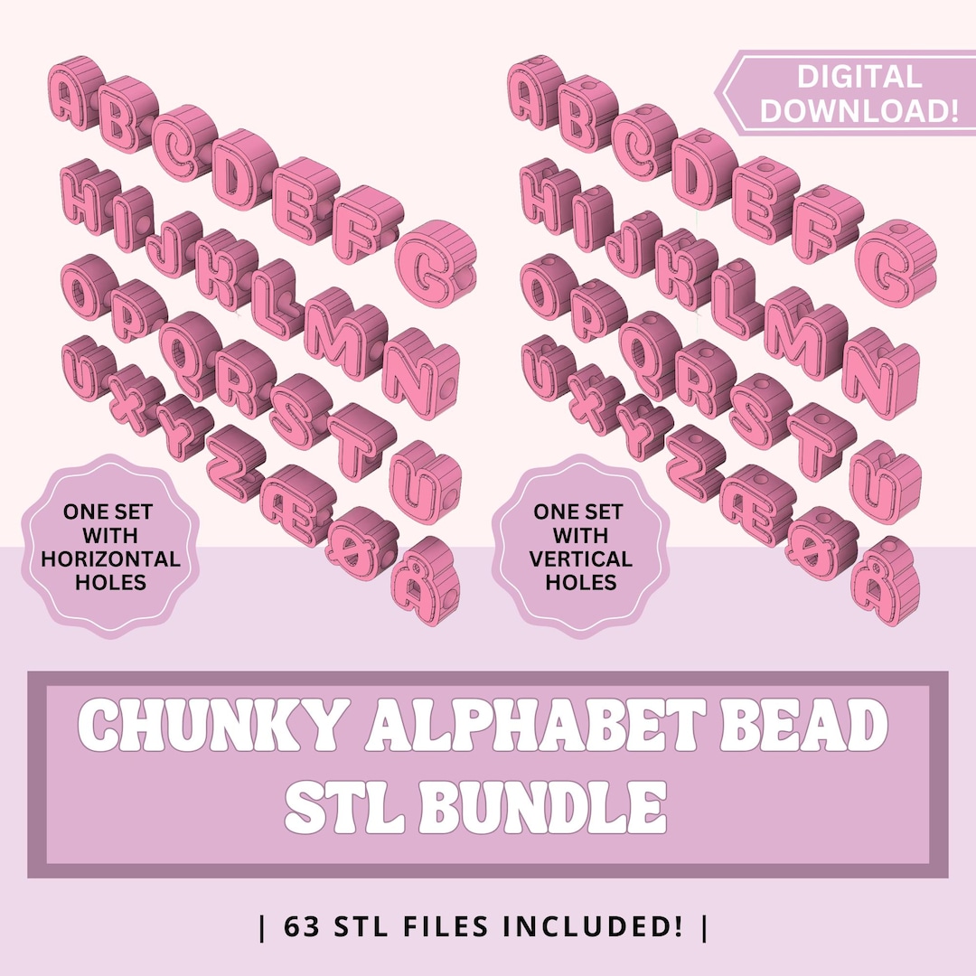Chunky Alphabet Bead STL Bundle | 3D Printable Letters A-Z (digital ...