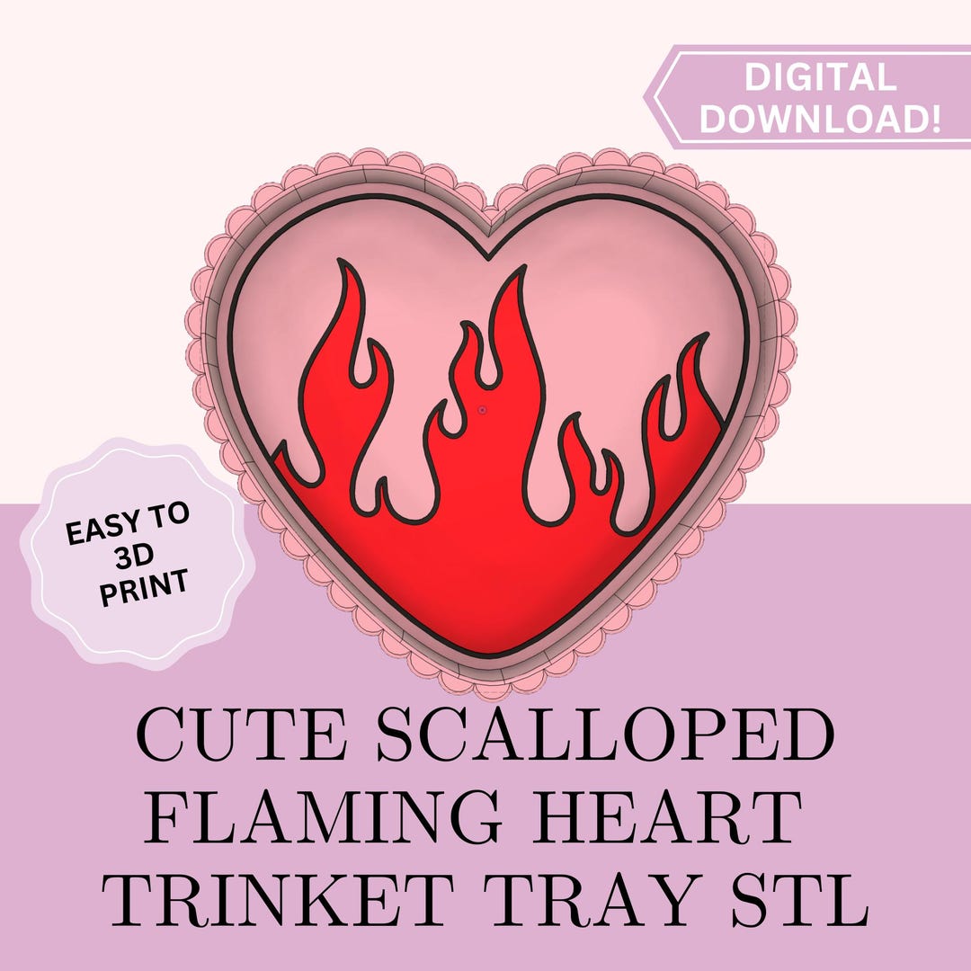 Flame Heart Trinket Tray 3D Print File – Edgy Tattoo-style Tray STL - Etsy