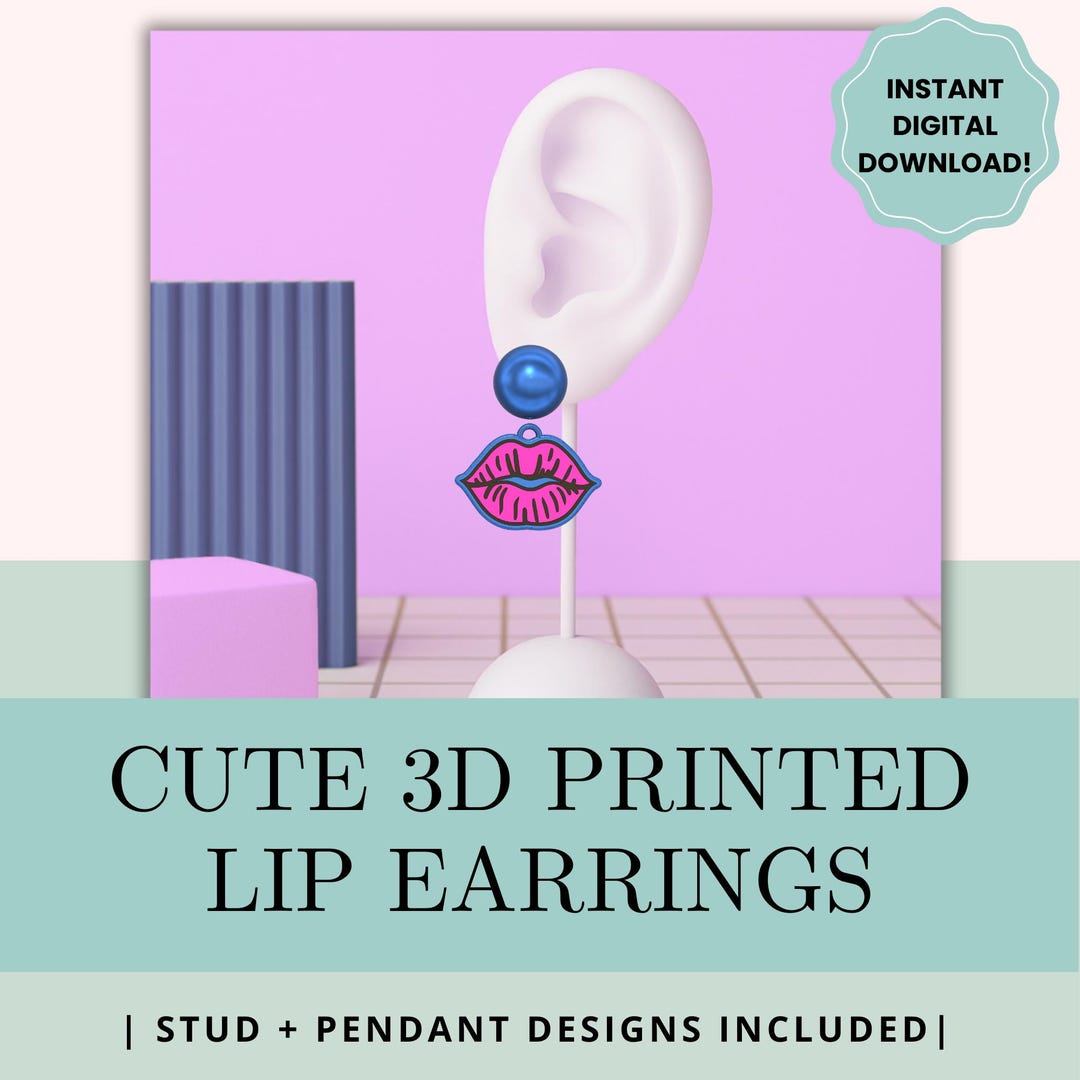 Lip Earring STL File Set – 3D Printed Lips Earrings for Studs ...