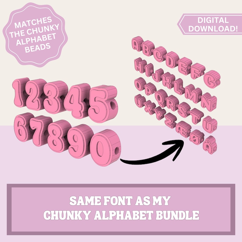 Chunky Number Bead STL Bundle | 3D Printable Numbers 0-9 (digital ...