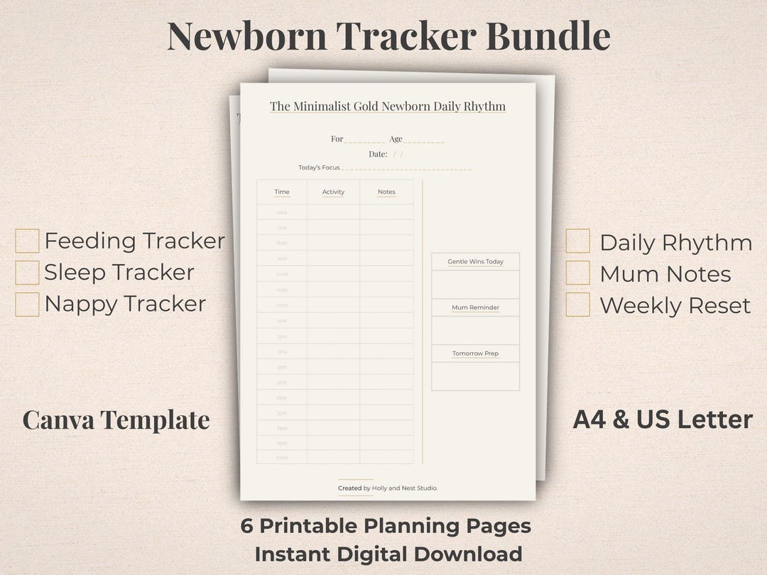 Newborn Baby Planner Bundle Printable PDF, Feeding Sleep Nappy Log ...