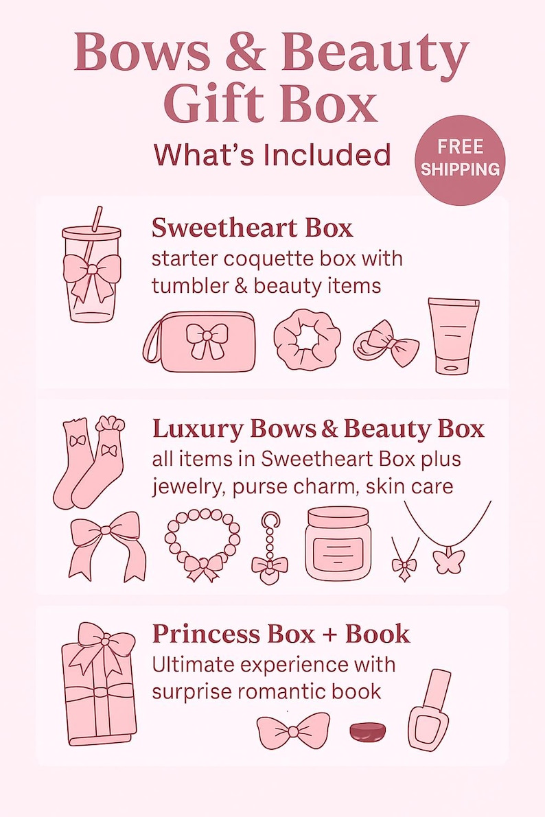 Pink Coquette Bows & Beauty Gift Box – Personalized Luxury Self-care ...