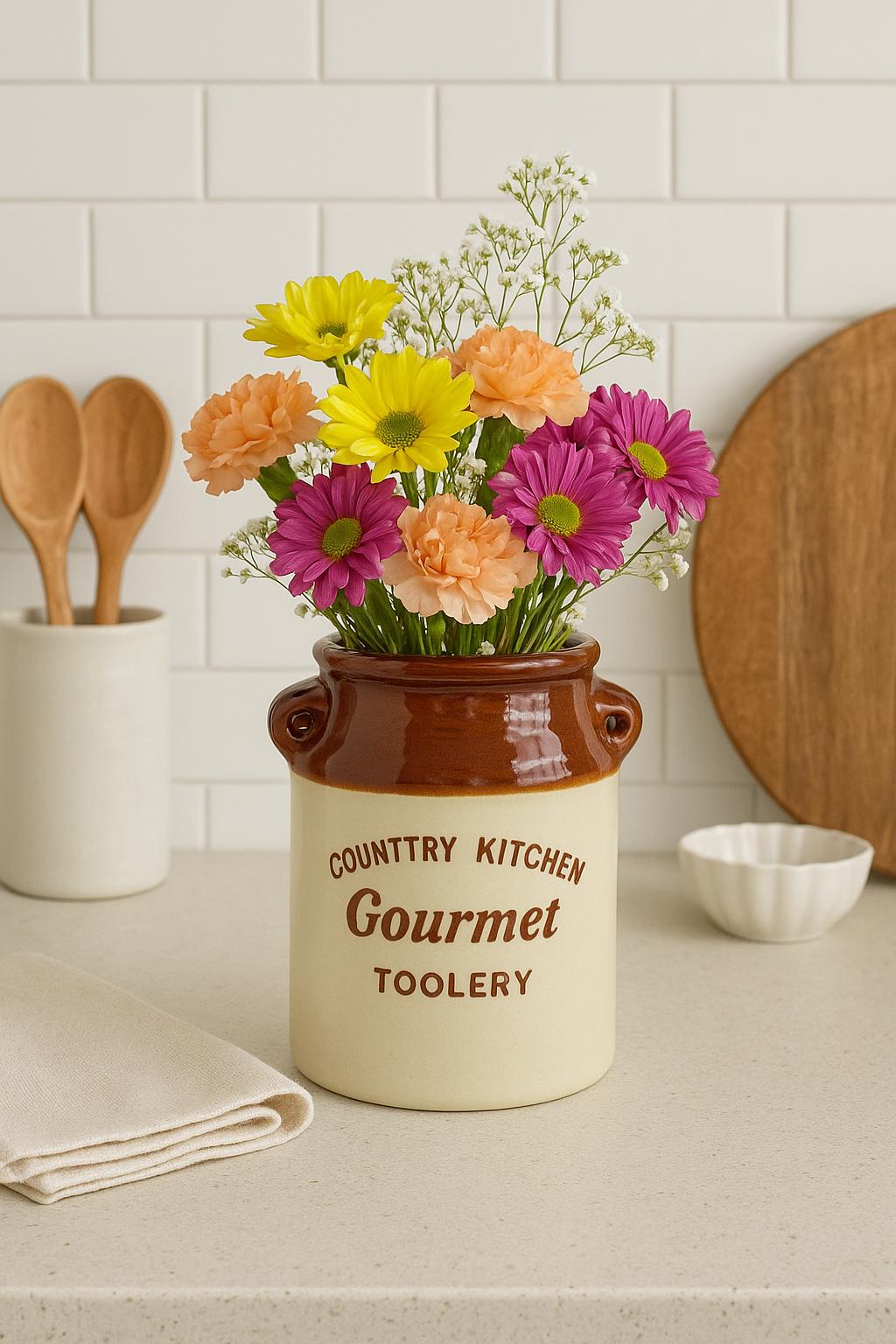 Vintage Country Kitchen Gourmet Toolery Crock – Utensil Holder, 1950s ...