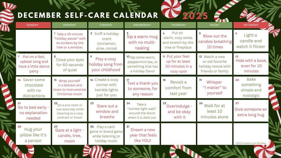 December Self-care Calendar - Etsy