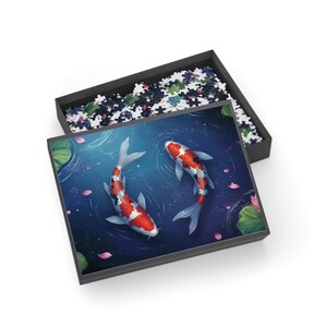 Mystical Koi Fish Jigsaw Puzzle AI Art in Purple and Blue Pond | Dreamy ...