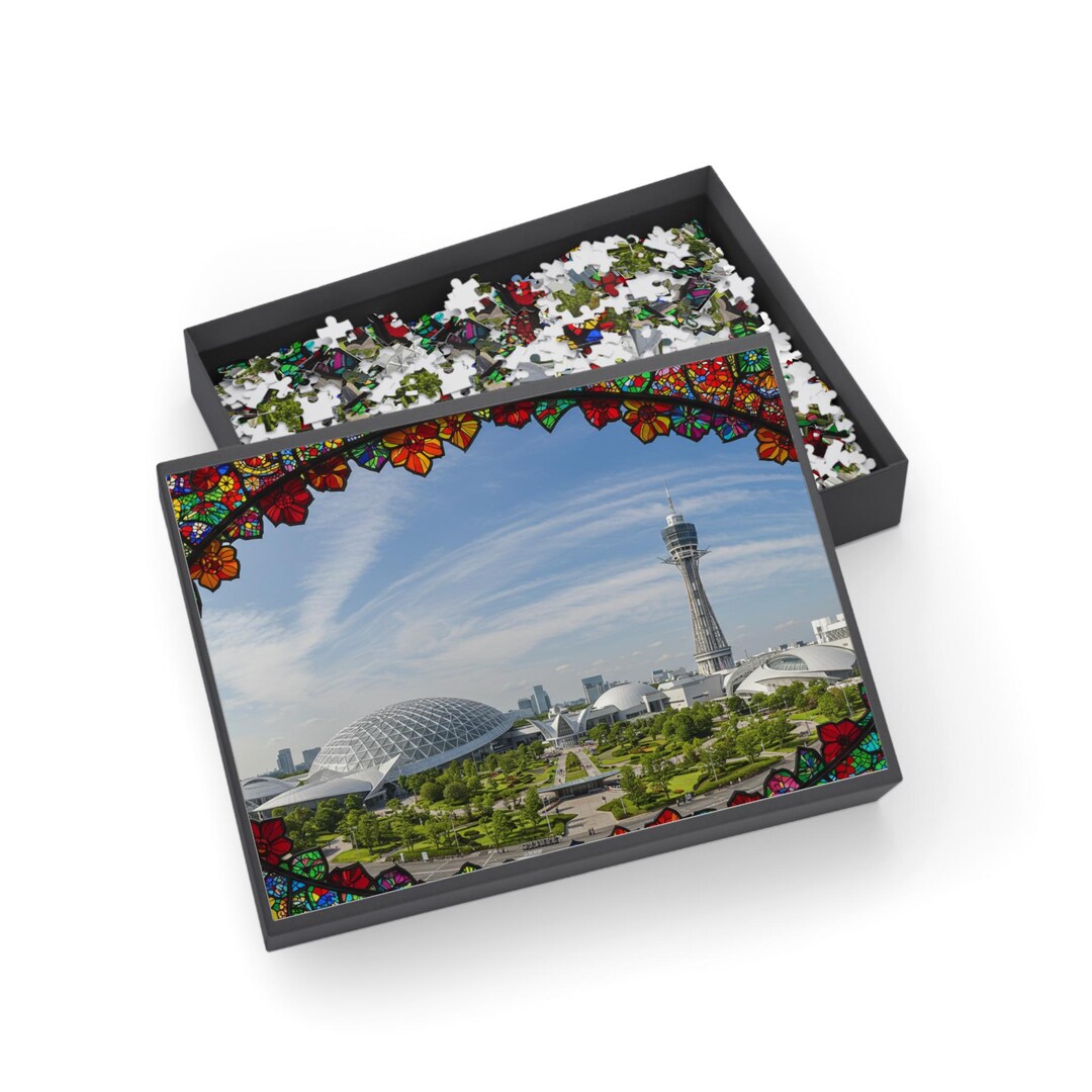 Colorful Osaka Expo Stained Glass Jigsaw Puzzle AI Art, Futuristic ...