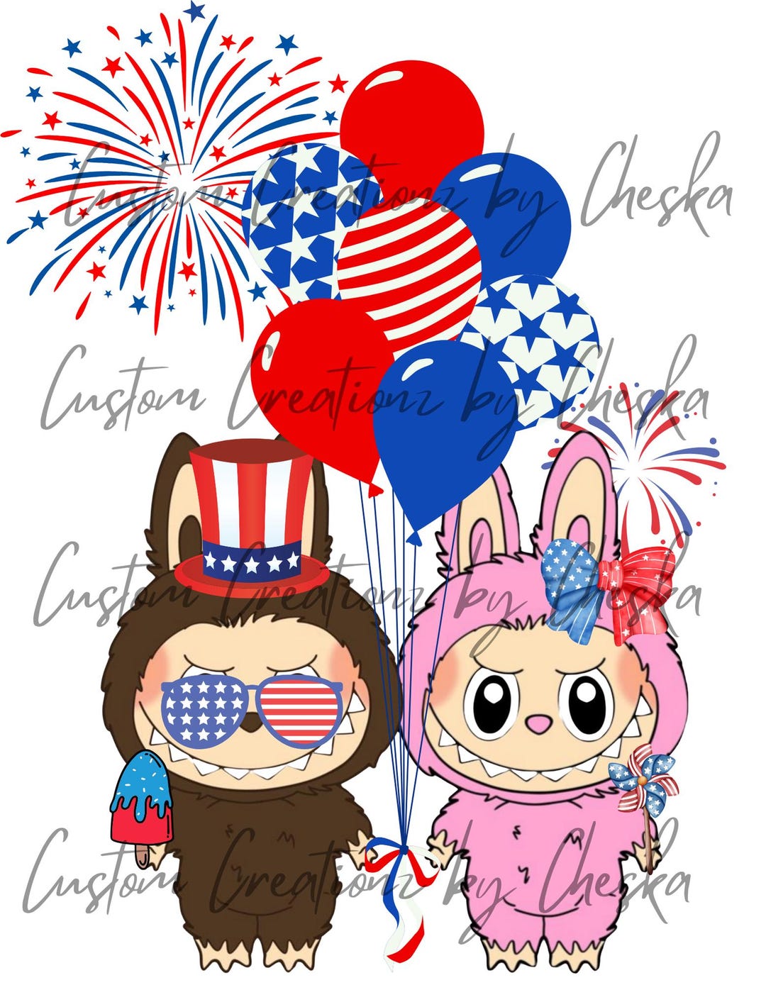 Labubu 4th of July, PNG, Sticker, Digital File, Patriot, Red White ...