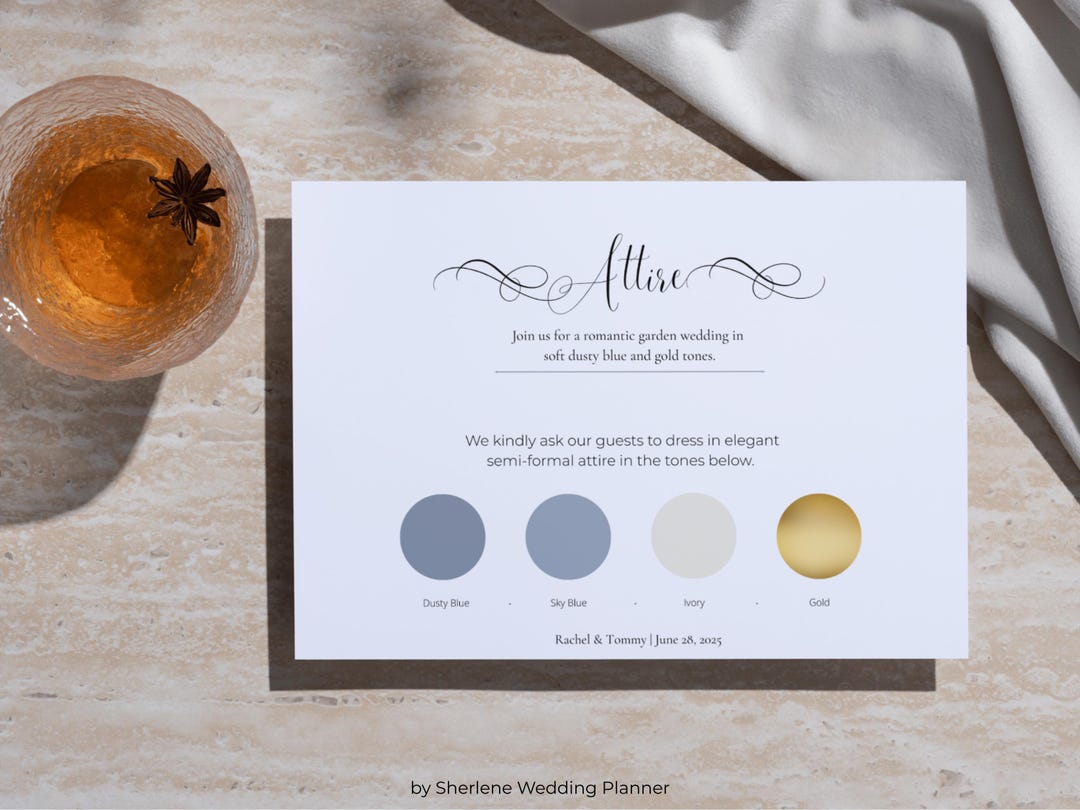Editable Wedding Attire Card | Dress Code Insert | Fully Editable With ...