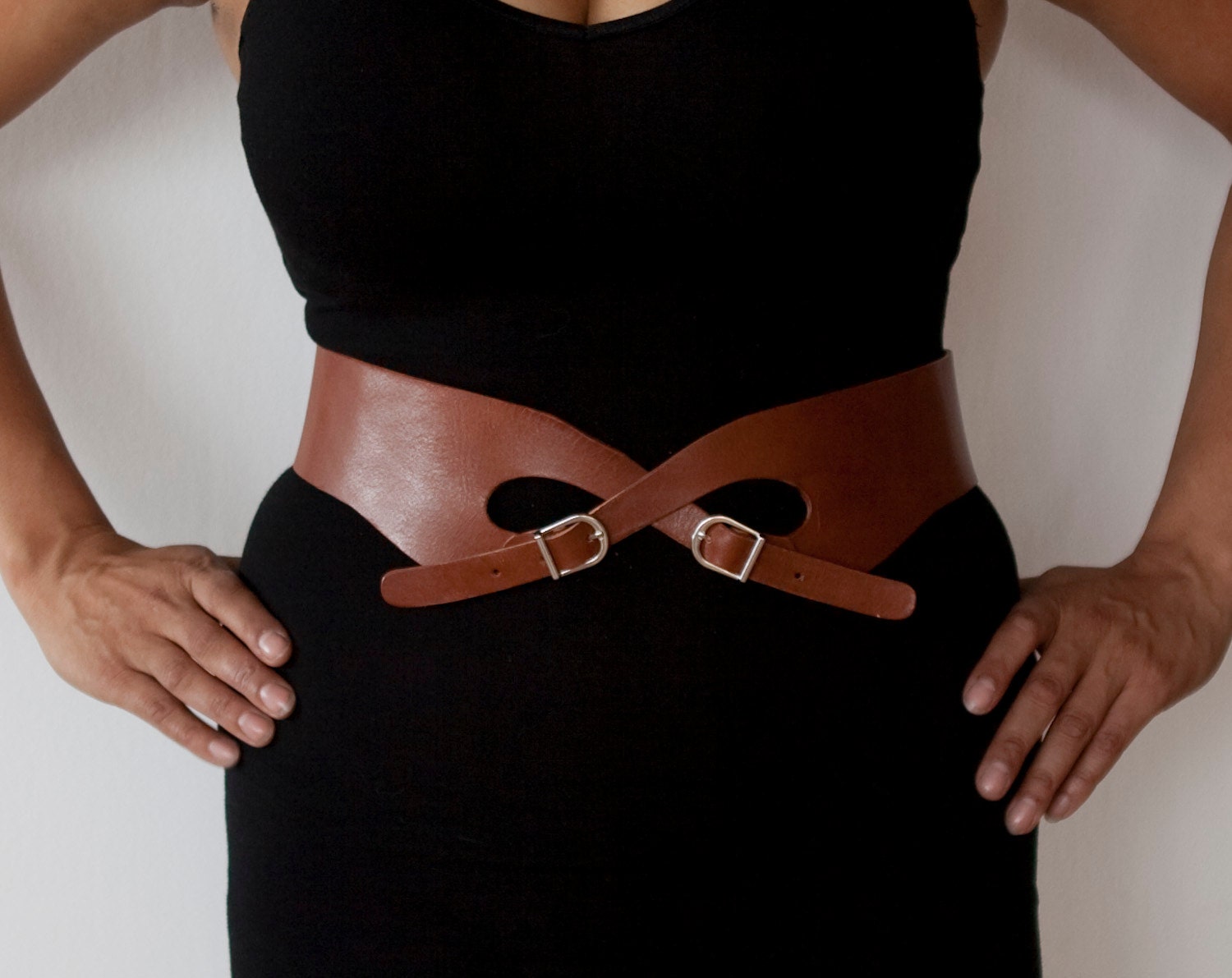 Wide Tan Leather Belt, Double Buckle Belt - the Roxy - Etsy
