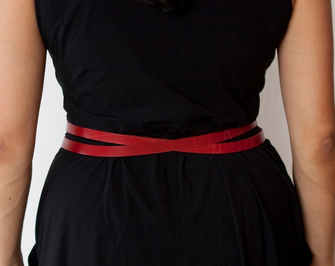 Thin Red Leather Belt, Configurable Belt, Womens Red Belt - the Chica ...