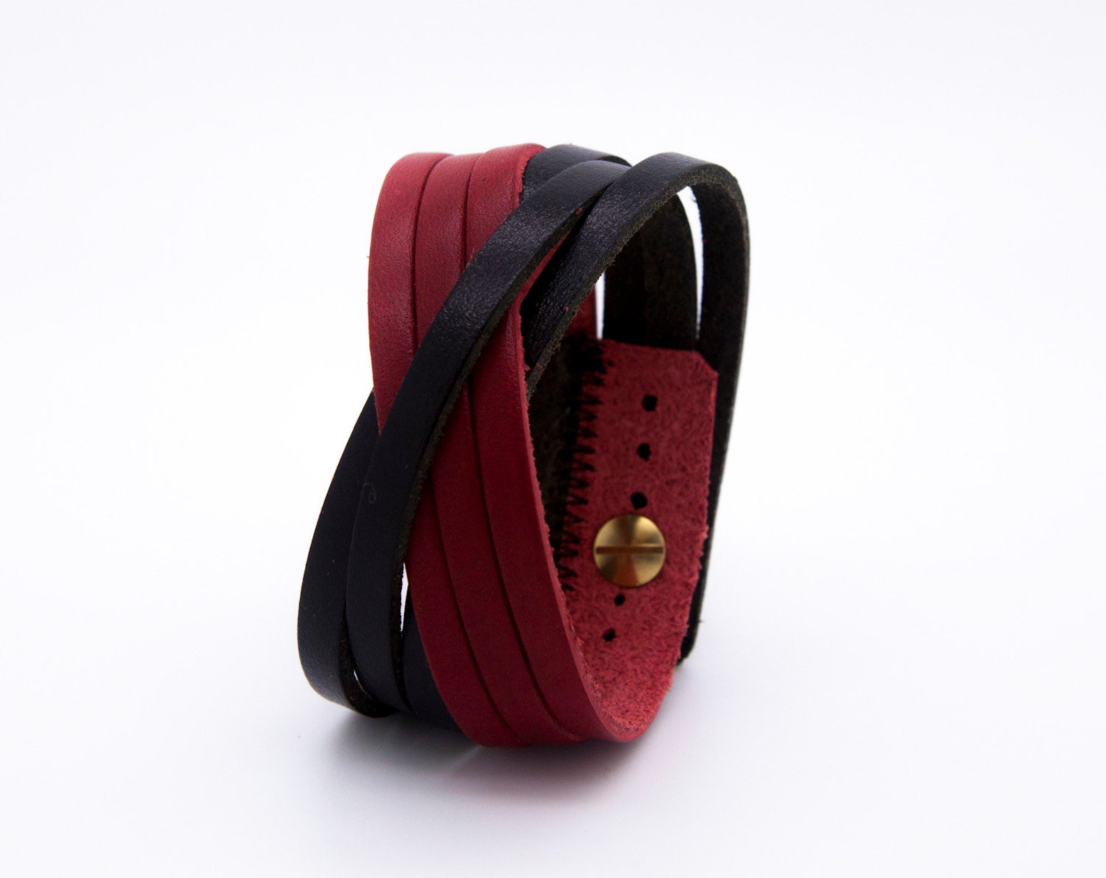 Black and Red Cuff Red Leather Cuff Leather Cuff Bracelet | Etsy