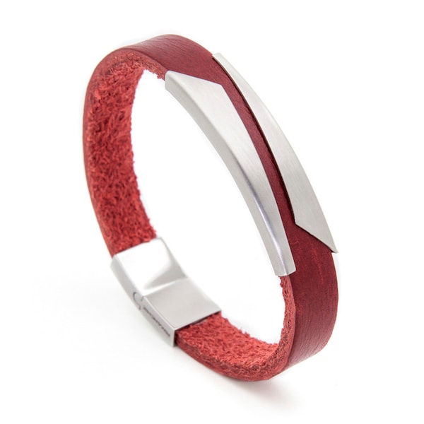 Men's Red Leather Bracelets - Etsy