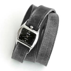 Grey Triple Wrap Leather Watch, Ladies' Grey Watch, Mother's Day Gift ...