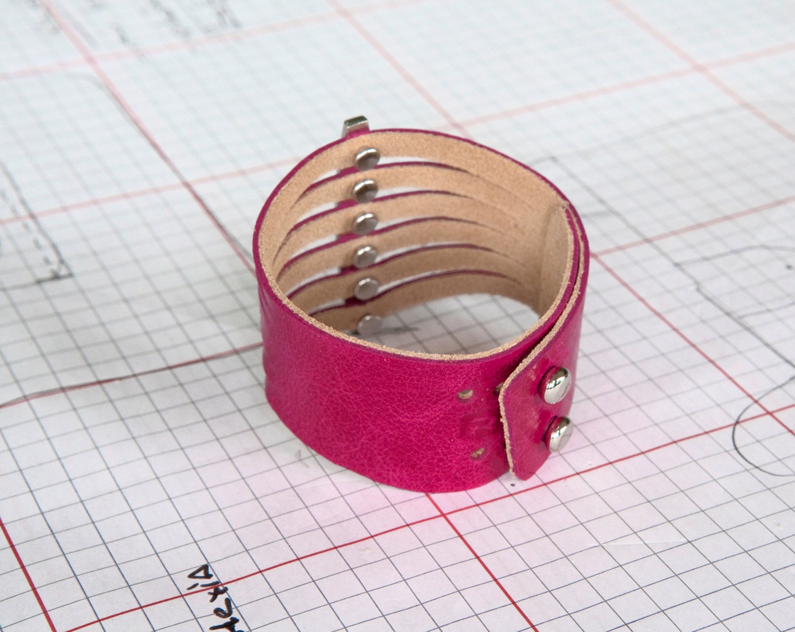 Pink Leather Cuff, Pink Cuff Bracelet, Fuchsia Bracelet - Flare ...