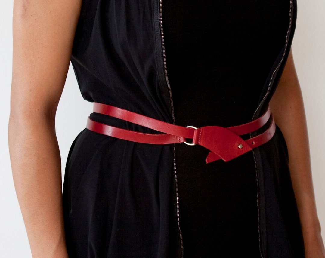 Thin Red Leather Belt, Configurable Belt, Womens Red Belt - the Chica ...