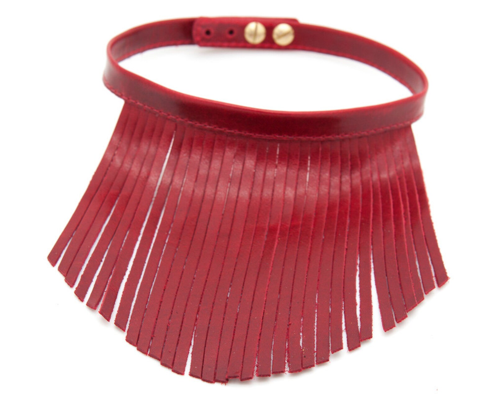 Red Fringe Necklace Red Leather Choker Statement Necklace - Etsy