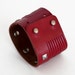 Red Studded Leather Cuff Red Cuff Bracelet Silver or Gold - Etsy
