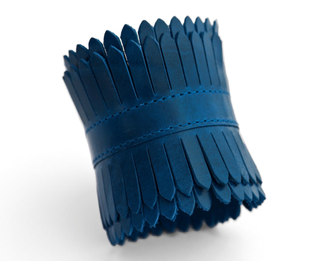 Blue Leather Cuff, Fringe, Royal Blue Cuff Bracelet - Free Shipping ...