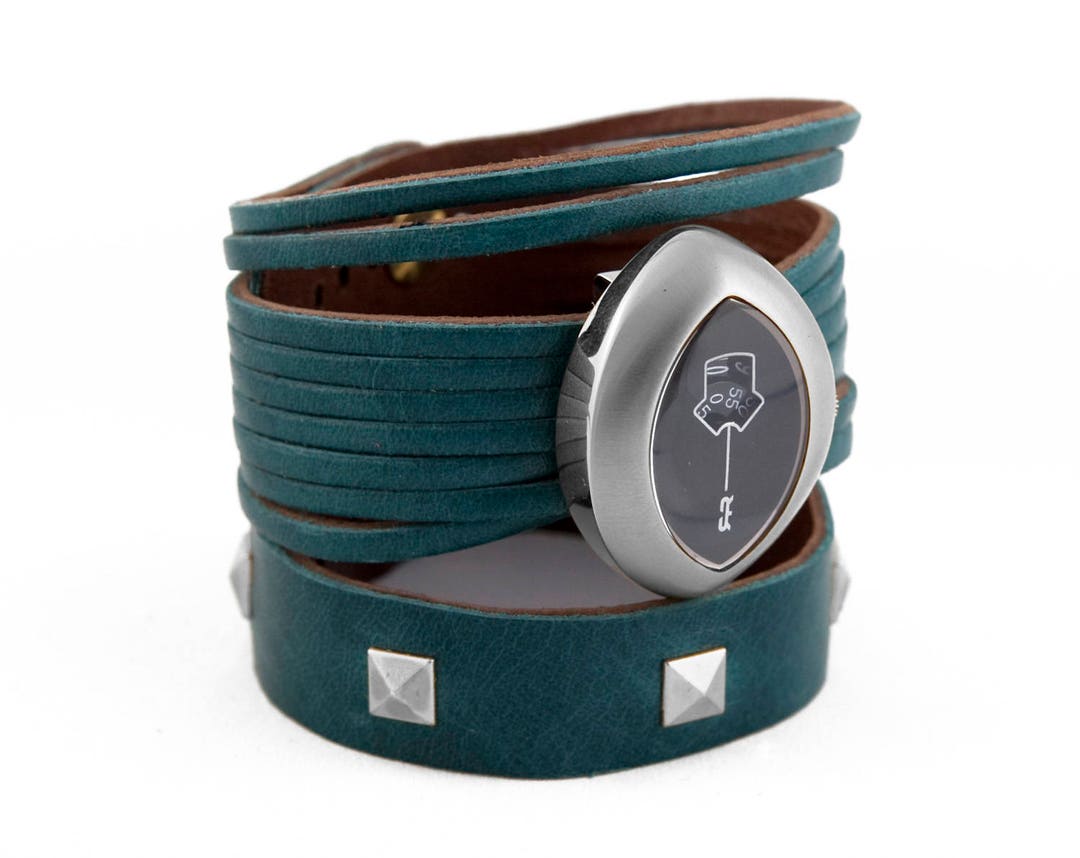 Teal Blue Watch, Blue Leather Watch - Silver or Gold Orchidea - Etsy