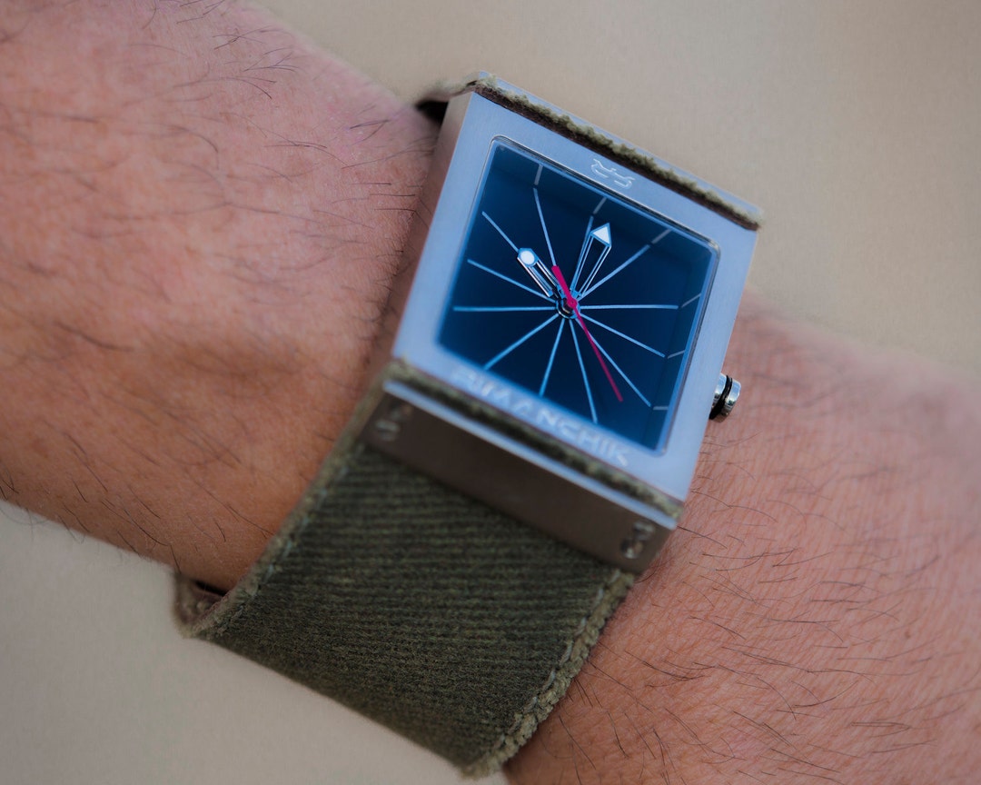 Army Green Watch, Green Canvas Watch, Chunky Watch - the Fulcrum - Etsy