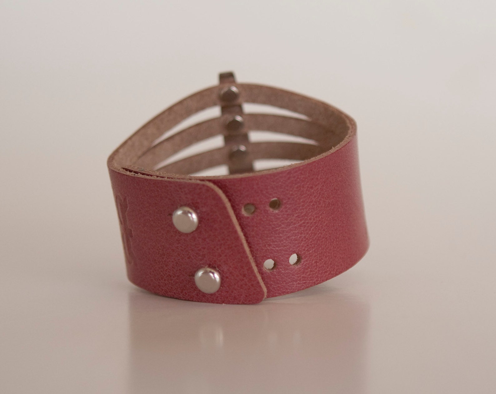 Pink Leather Cuff Rose Cuff Bracelet Multi Strand Cuff the | Etsy