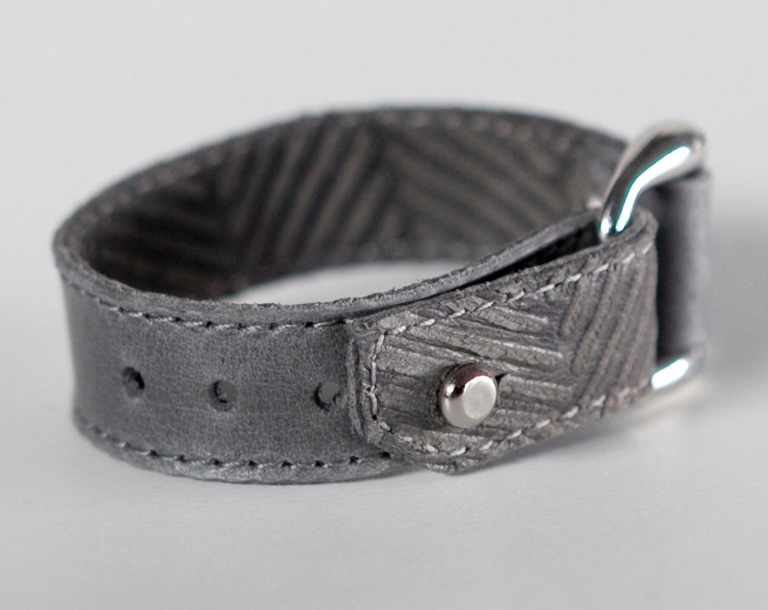 Grey Leather Cuff Grey Cuff Bracelet the CUBE Cuff - Etsy