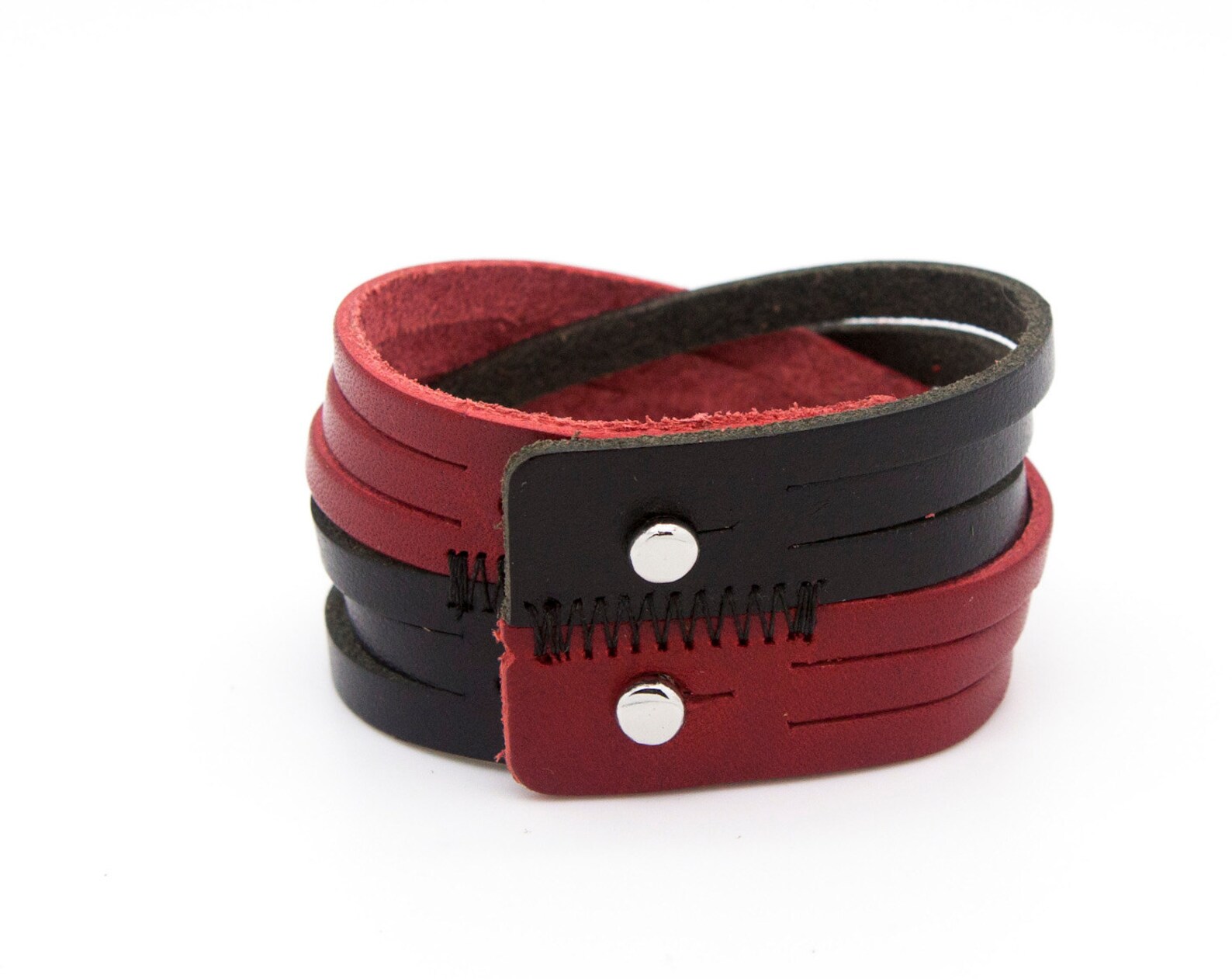 Black and Red Cuff Red Leather Cuff Leather Cuff Bracelet | Etsy