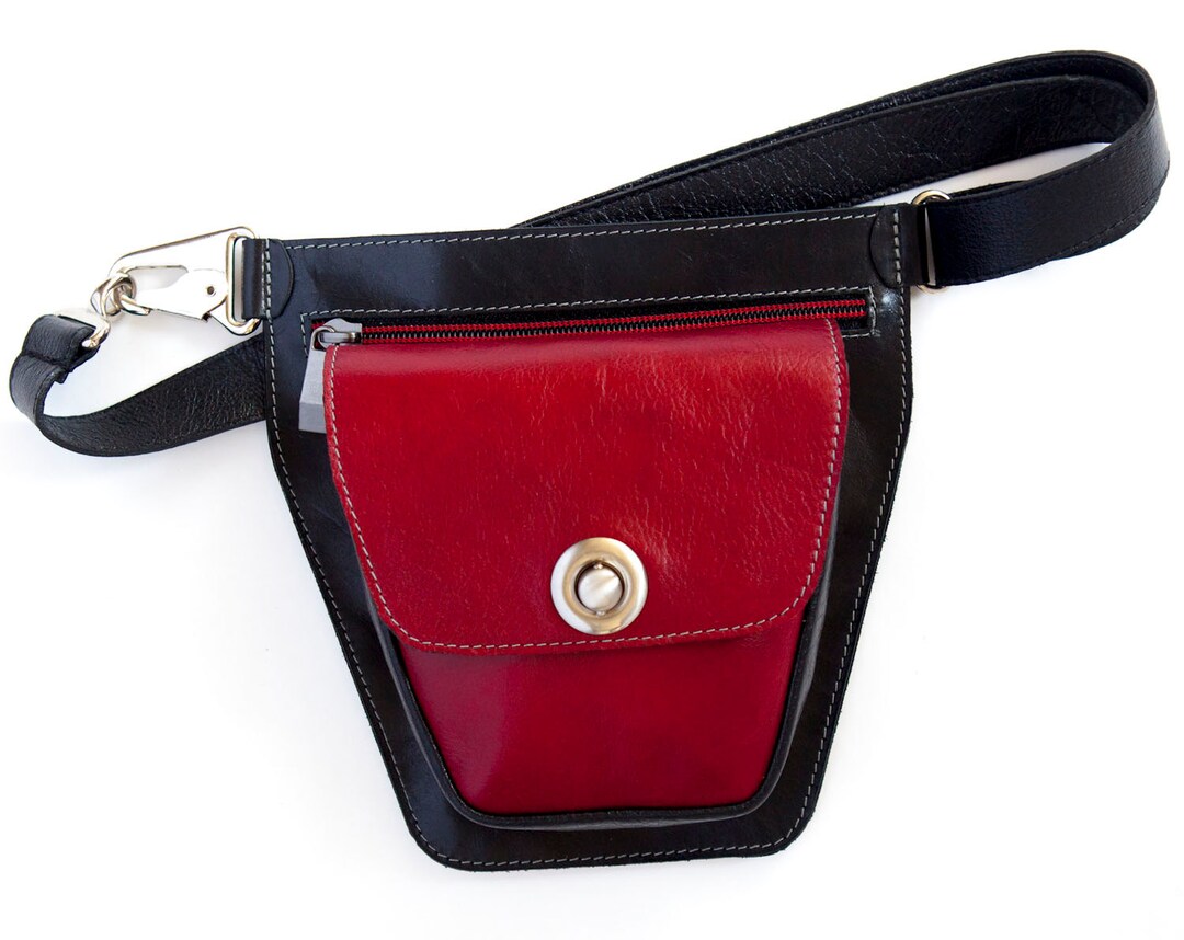 Dark Red Leather Belt Bag, Red Leather Travel Bag - the Rover - Etsy