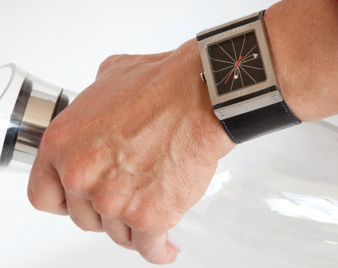 Black Leather Watch, Square Watch, Modern Accessory - the Fulcrum ...