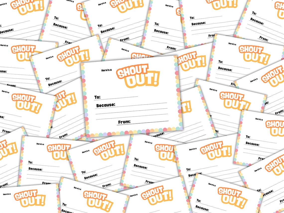 Editable Employee Shout Out Cards: Team Appreciation Printables ...