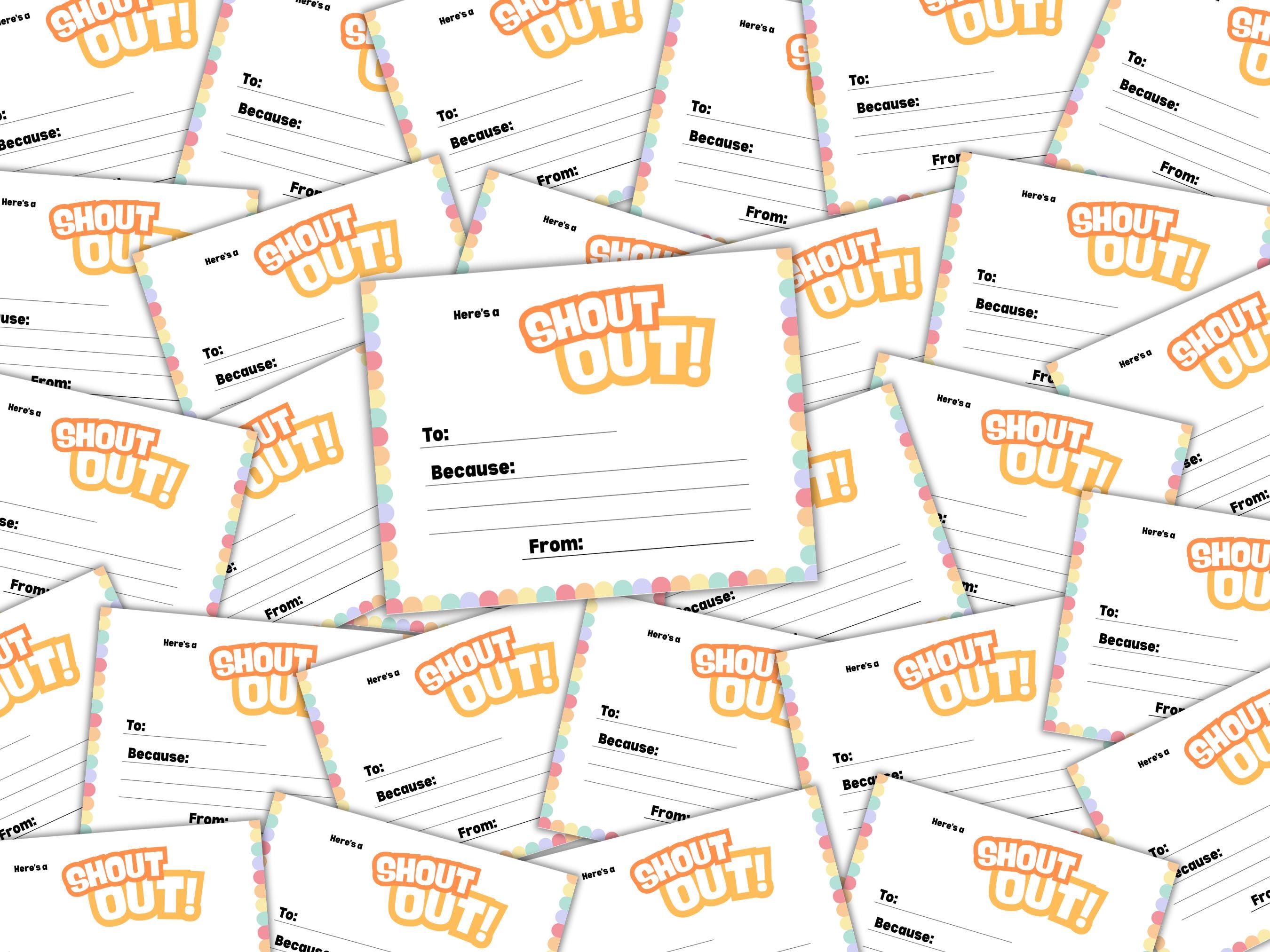 Editable Employee Shout Out Cards: Team Appreciation Printables ...