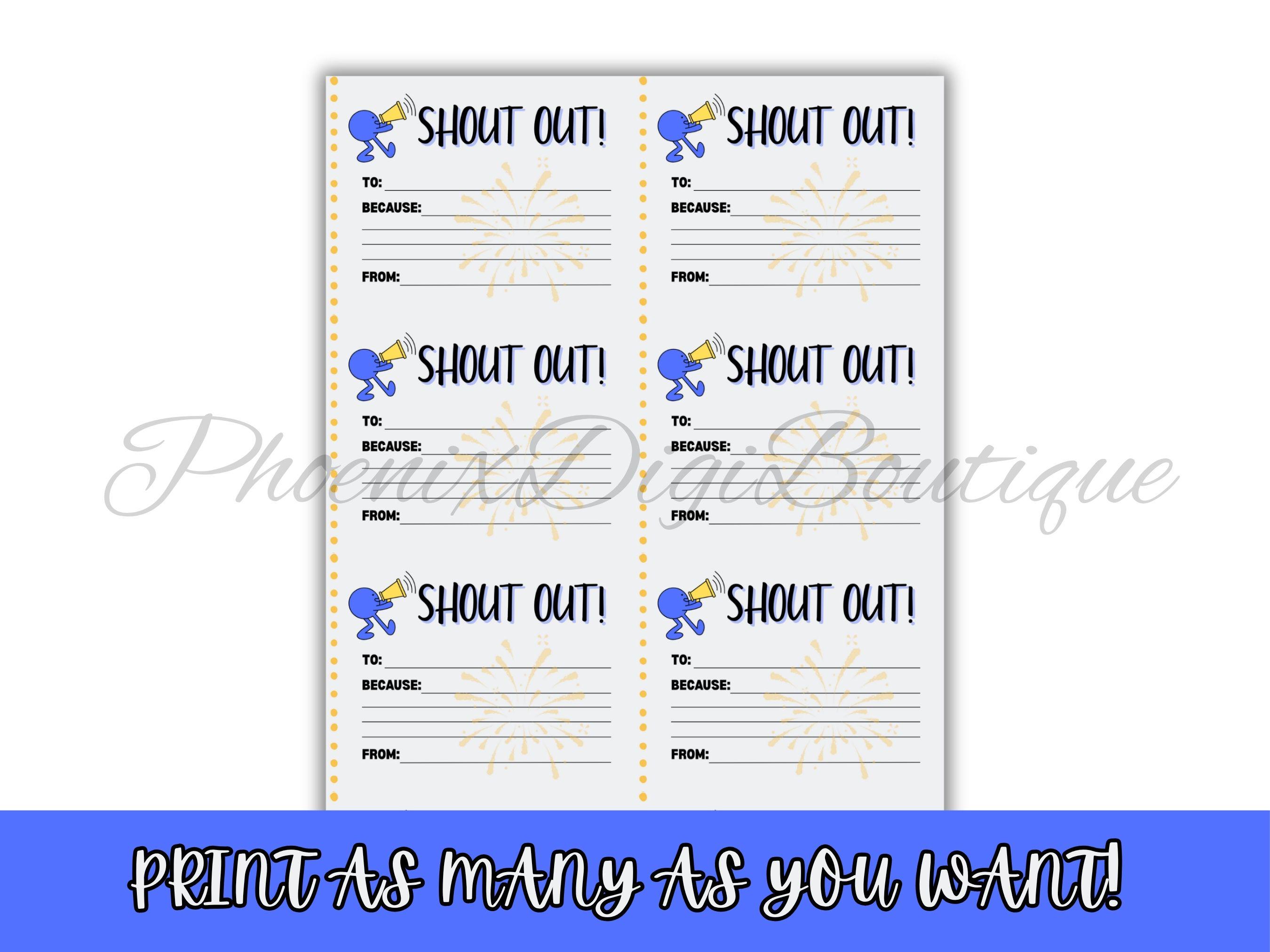Editable Shout Out Cards: Coworker & Student Recognition (digital ...