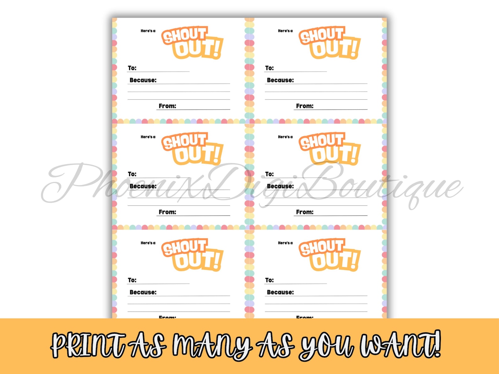 Editable Employee Shout Out Cards: Team Appreciation Printables ...