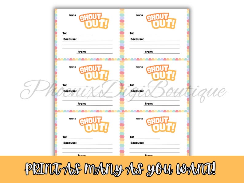 Editable Employee Shout Out Cards: Team Appreciation Printables ...