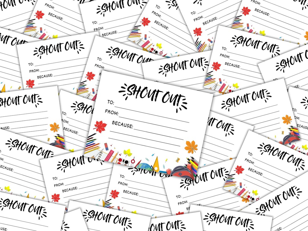 Editable Shout Out Cards: Coworker & Student Recognition (digital ...