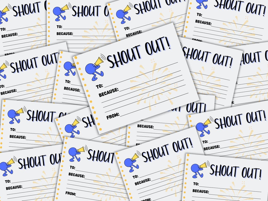 Editable Shout Out Cards: Coworker & Student Recognition (digital ...