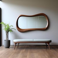 Scandinavian Modern Large Rectangular Teak Framed Wall Hanging Mirror ...