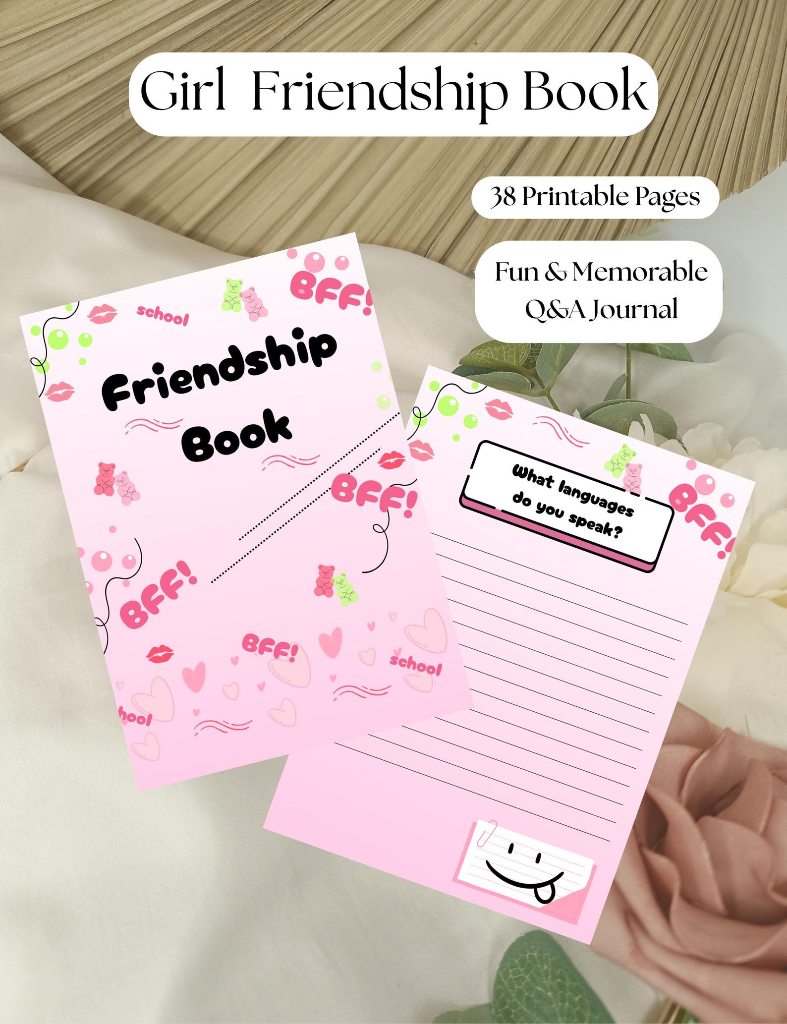 Printable Friendship Book for Girls | Teen Q&A Memory Journal | Fun ...