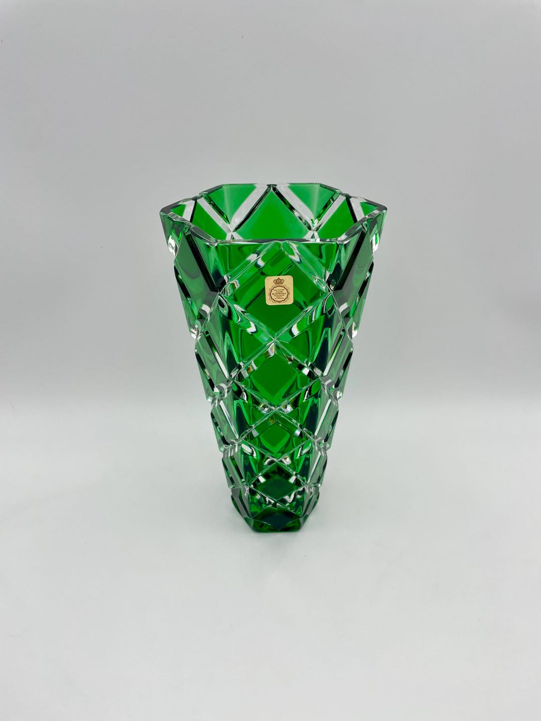 20% off Anniversary Sale - Emerald Green Lead Crystal Vase 26.5 Cm ...