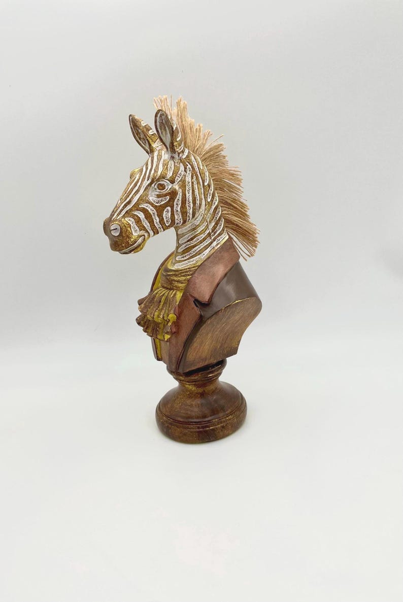 Vintage-style Zebra Gentleman Bust | 32 Cm Animal Head Sculpture in ...