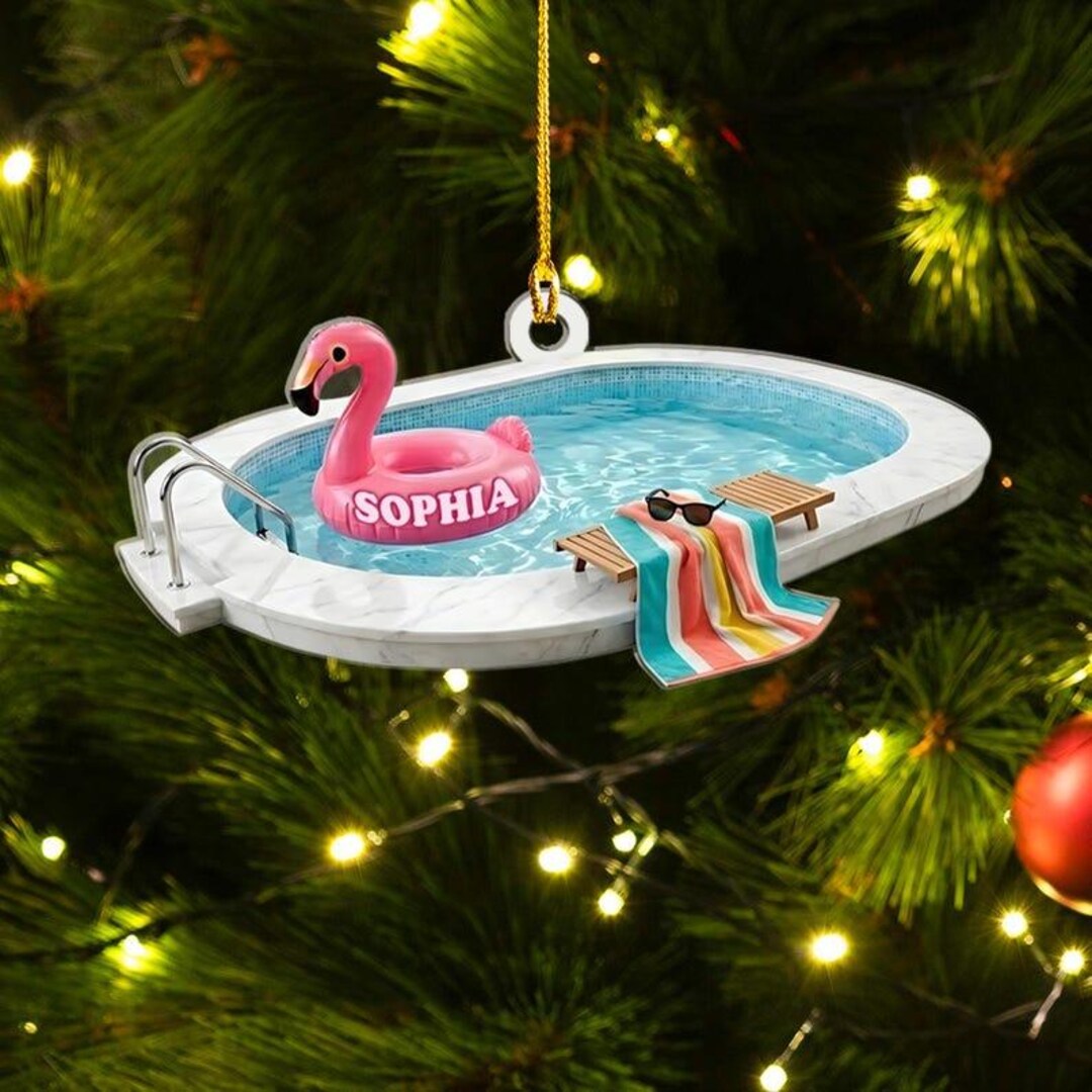 Custom Swimming Pool Christmas Ornament: Swimmer Gift 2D Flat - Etsy