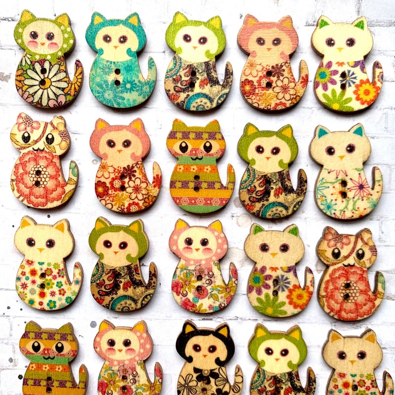 Cat Buttons - Etsy