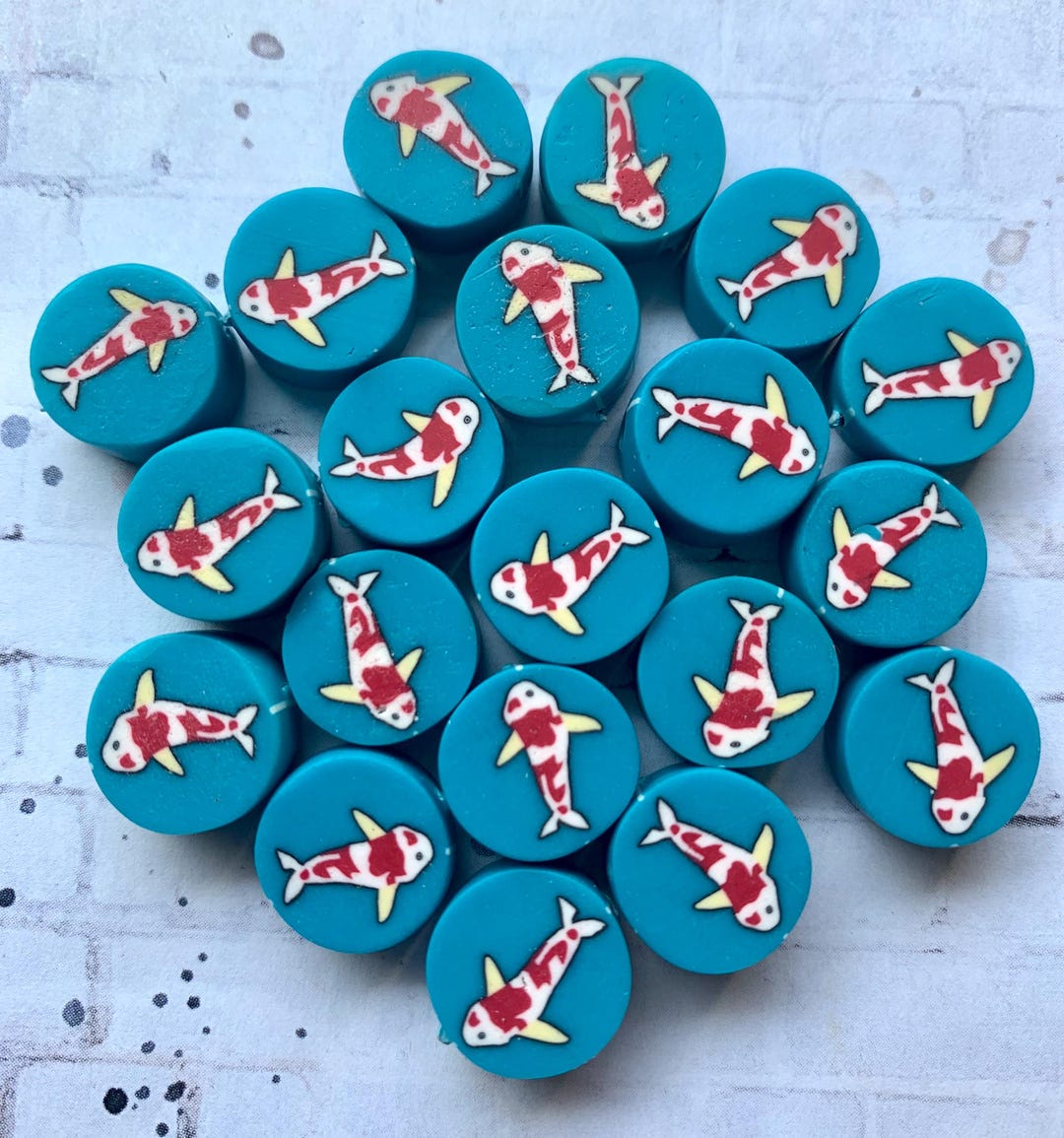 20 KOI FISH Fimo Disc Beads - 13mm - Etsy