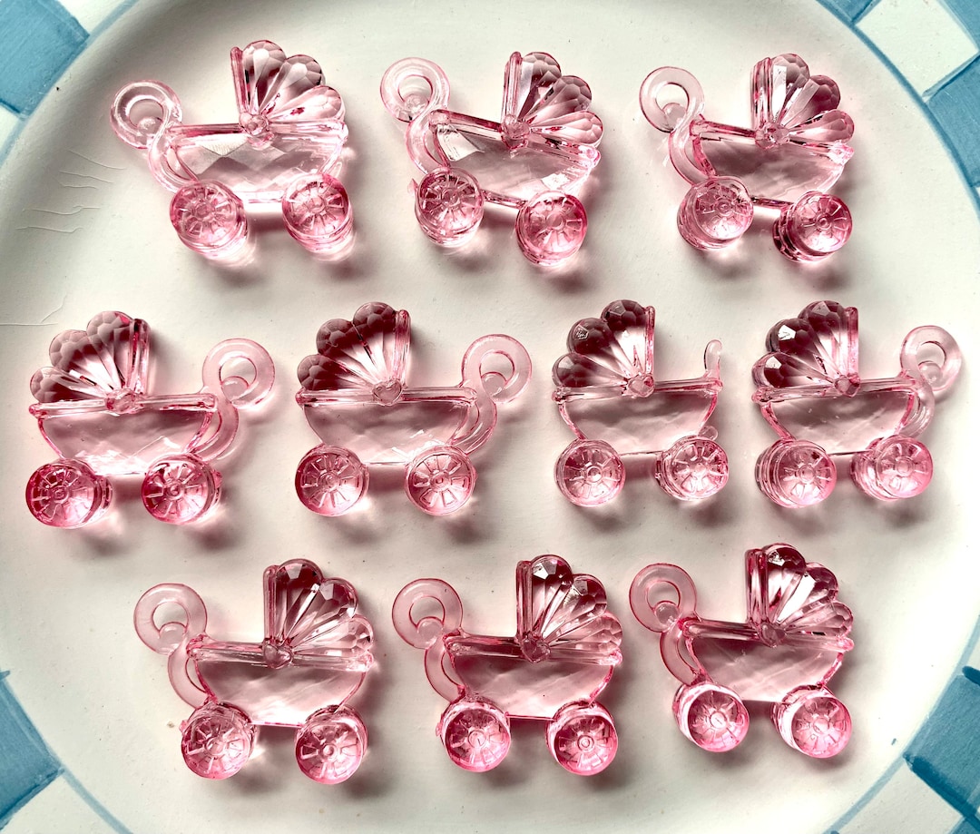 10 Pink Baby Carraige Pendants - Transparent Jumbo Plastic - Etsy