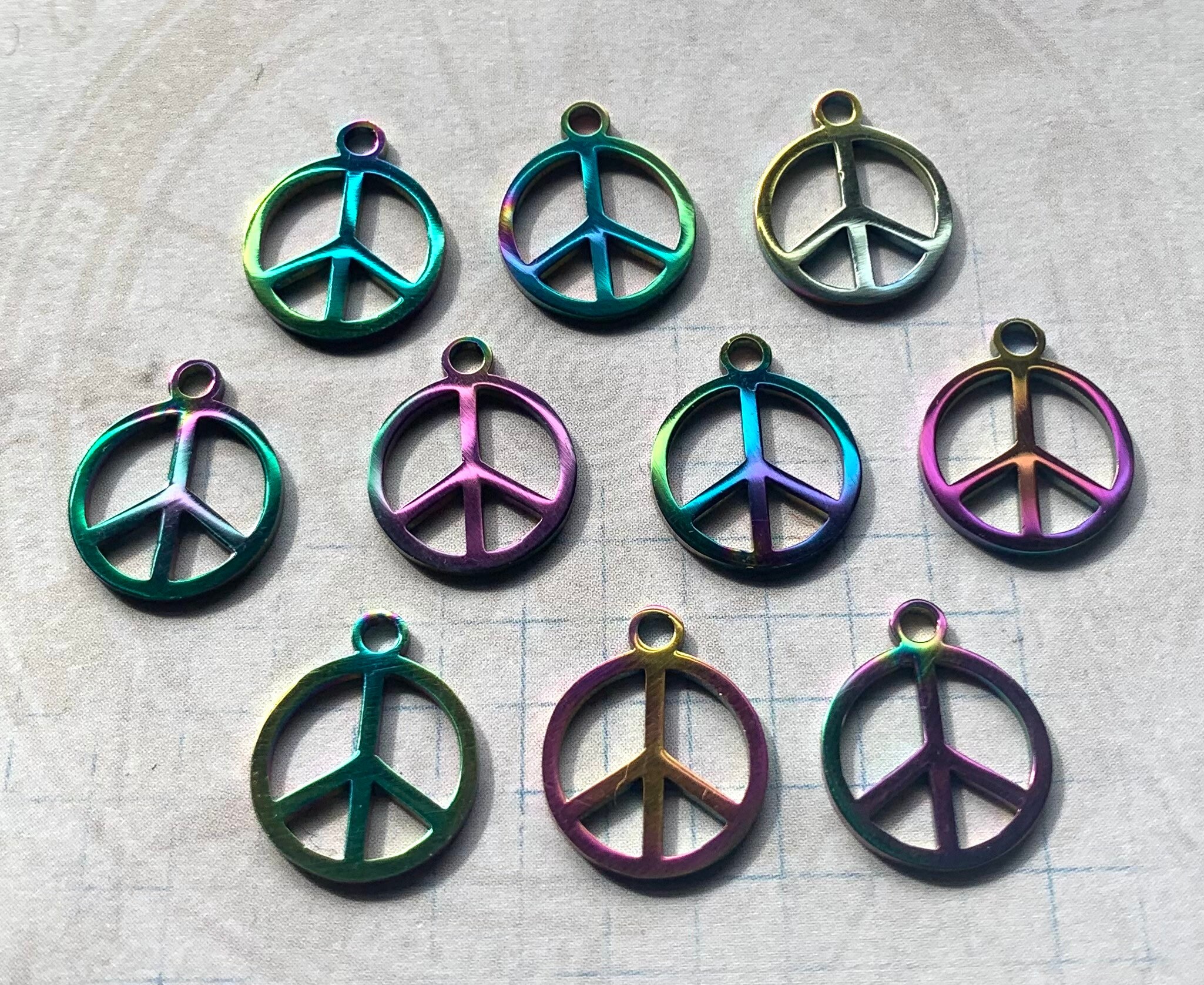 Grade B 50 Mini Peace Sign Charms Rainbow Ion Plating 304 - Etsy