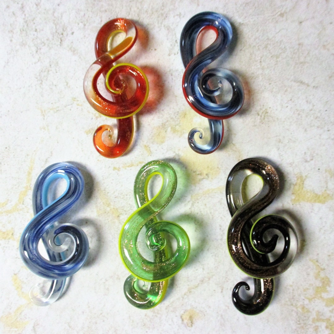 5 Treble Clef Pendant Jumbo Glass Lampwork Pendants Mixed - Etsy
