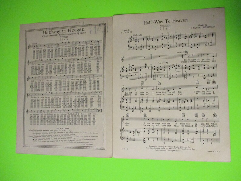 Half Way to Heaven by Al Dubin - 1928 Antique Sheet Music - Etsy
