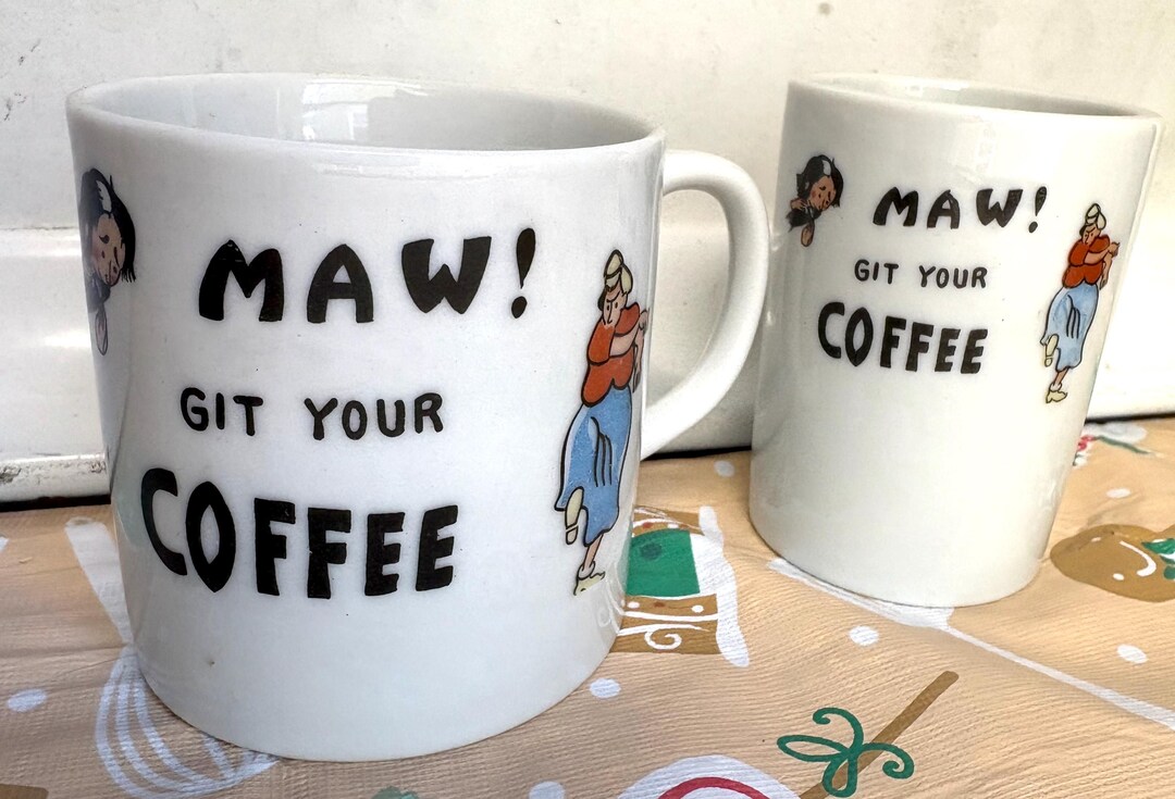 Maw! Git Your Coffee - Vintage Novelty Glass Mug and Creamer Set - Etsy